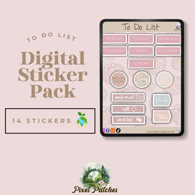 Digital To-do List Sticker Sheet | 14 Eco-friendly Stickers - Etsy