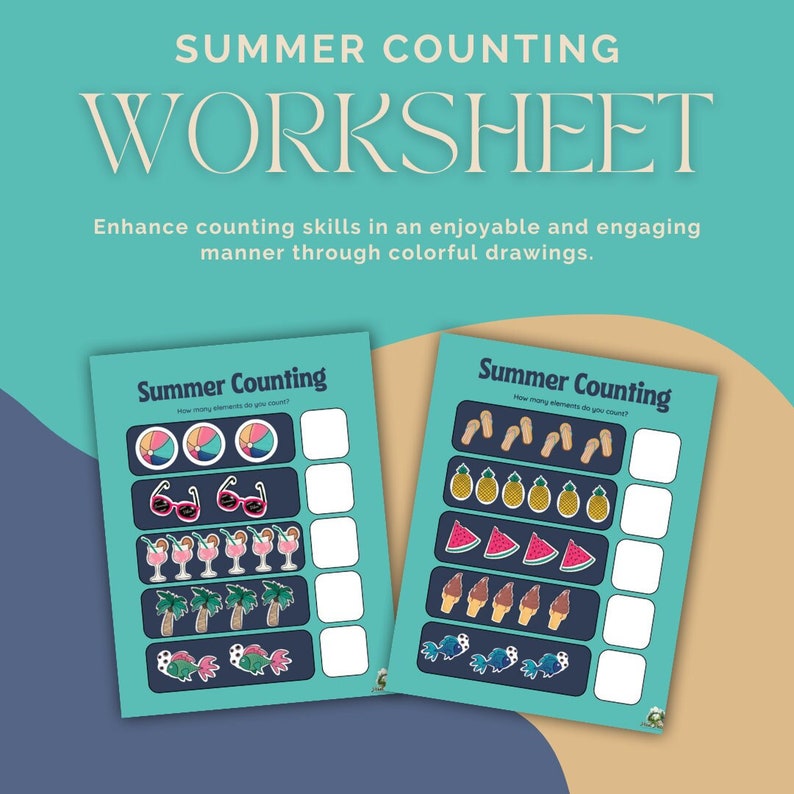 Summer Counting Worksheet - Etsy