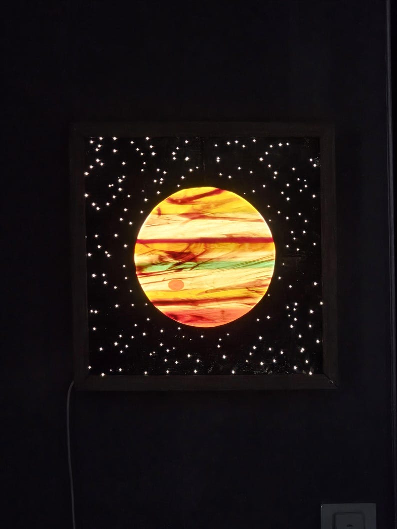 Jupiter Planet 10x10 Stained Glass Panel W/ Optional Light Box - Etsy