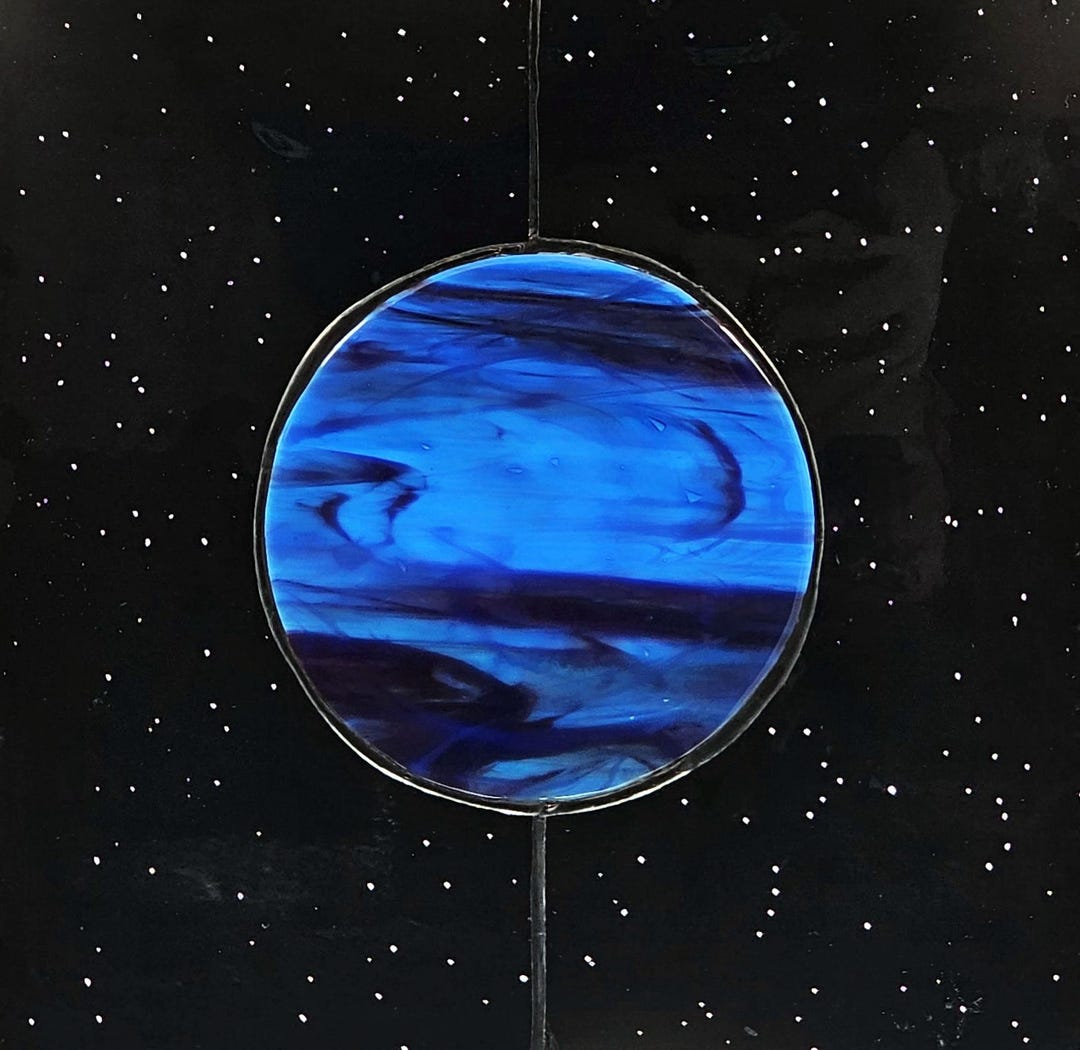 Neptune Planet 10x10 Stained Glass Panel W/ Optional Light Box - Etsy