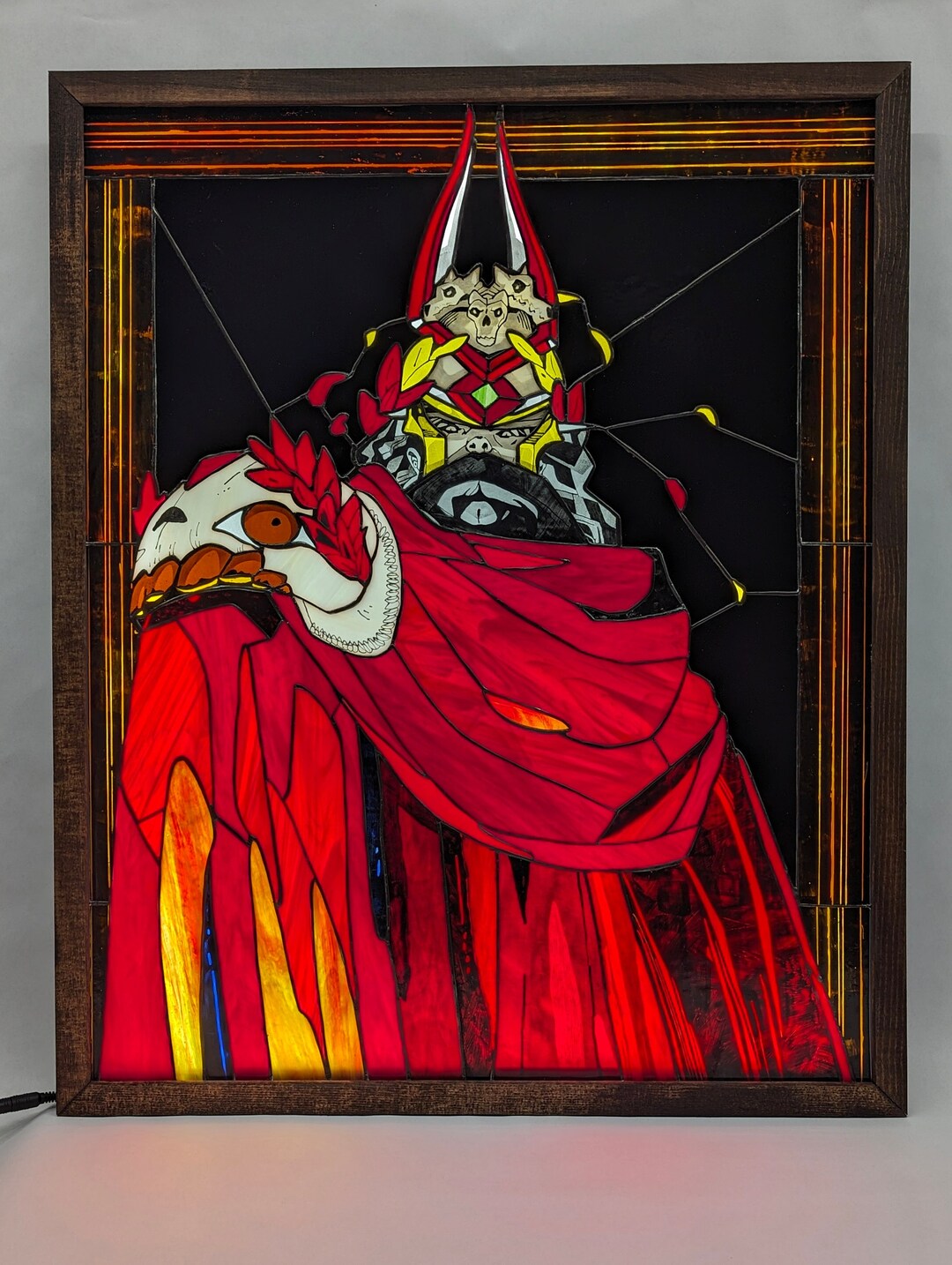 Premade: Standard Lord Hades 24x30 Stained Glass Panel W/ Frame & Light ...