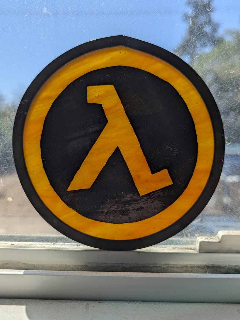 Orange Lambda 5" Round Stained Glass Panel - Etsy