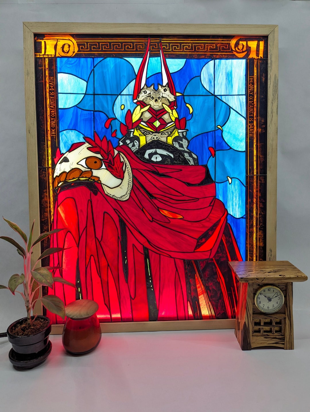Premade: Premium Lord Hades 24x30in Stained Glass Panel W/ Frame ...