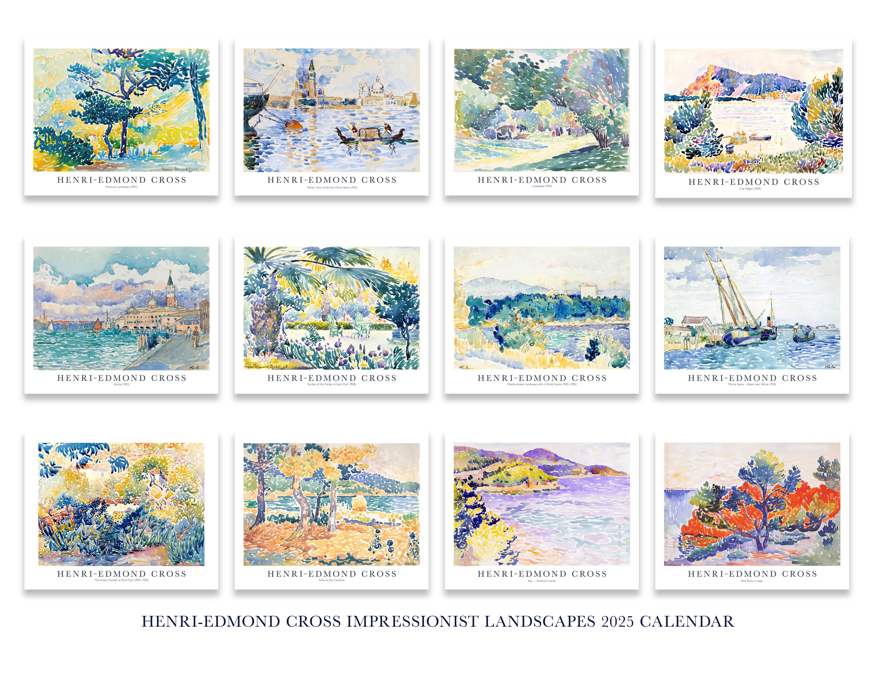 2025 Wall Calendar Cheerful Impressionist Watercolor Landscapes, Henri ...