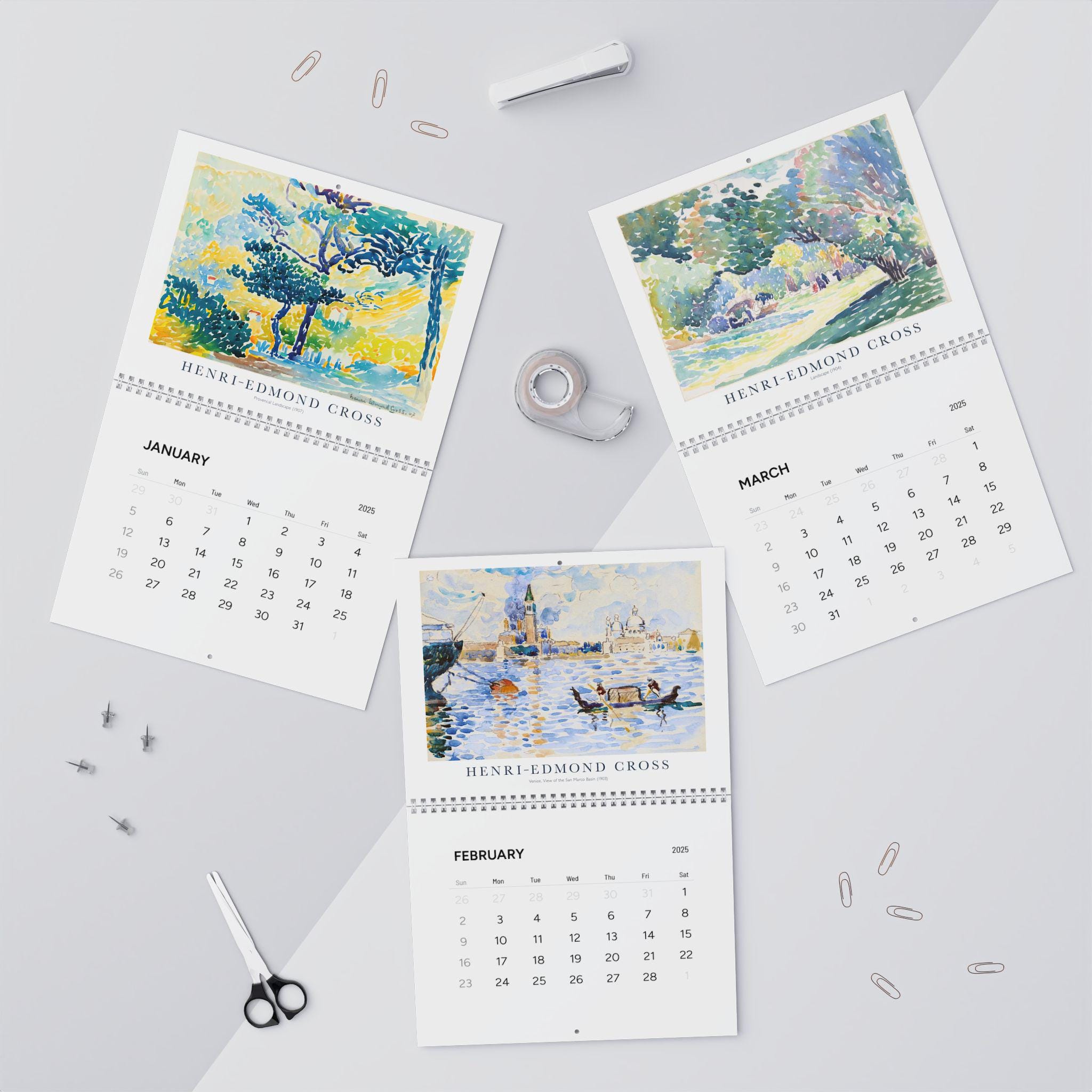 2025 Wall Calendar Cheerful Impressionist Watercolor Landscapes, Henri ...