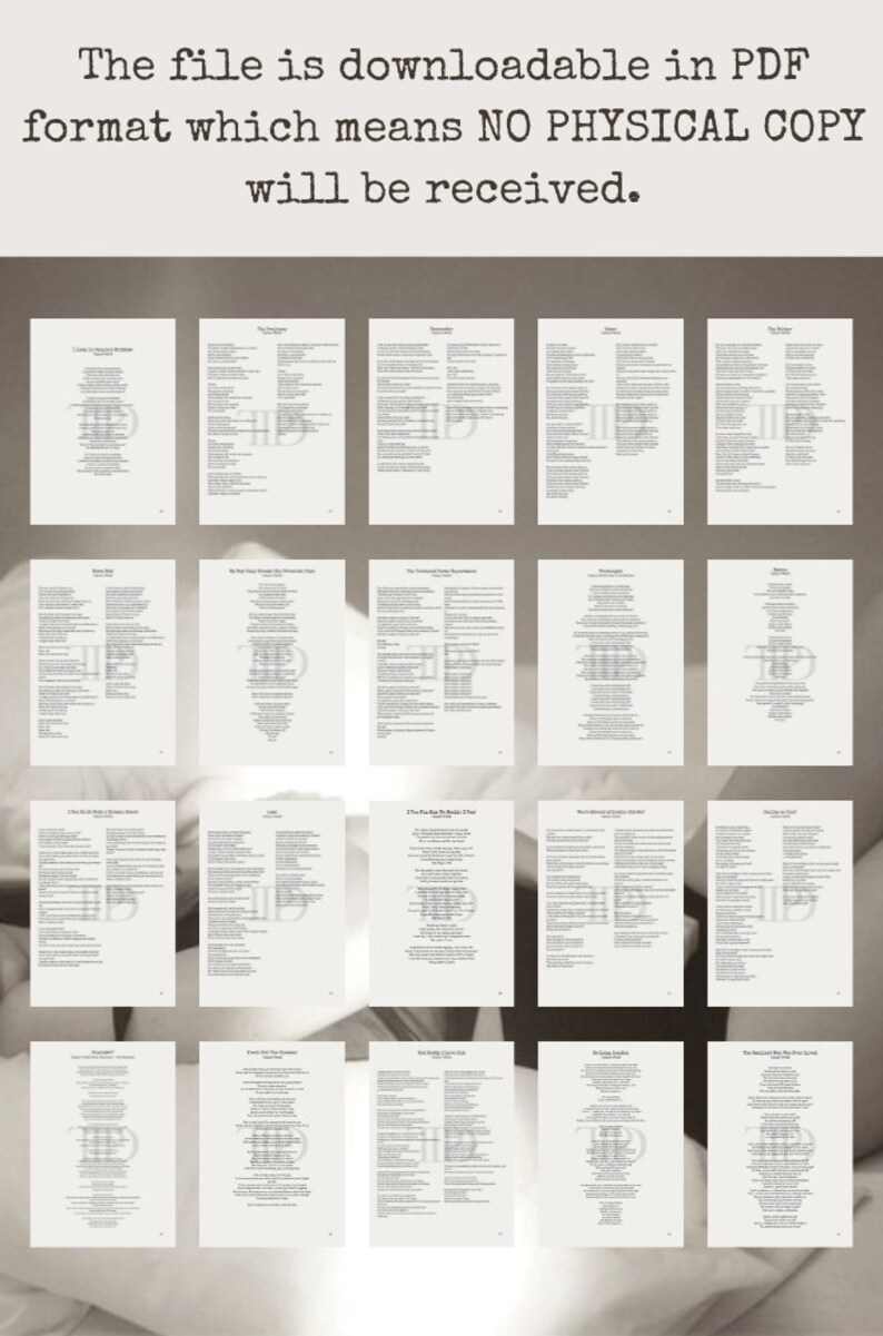 Taylor Swift TTPD the Anthology Album Complete Lyrics of 31 Tracks Digital Download PDF Format ...