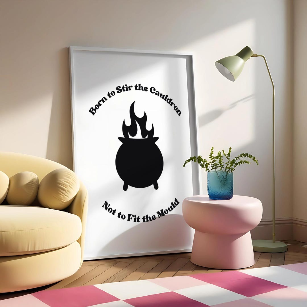 Stir the Cauldron Wall Art | Witchy Poster Black and White | Gothic ...