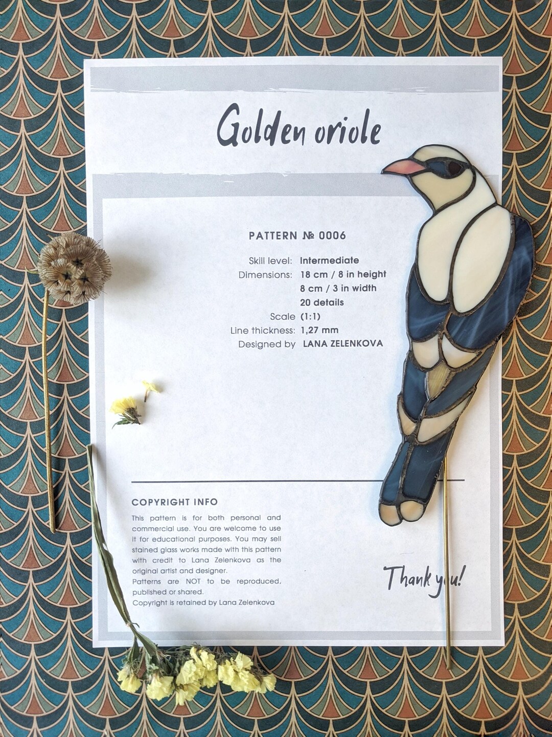 Golden Oriole Stained Glass Pattern N.6 - Etsy