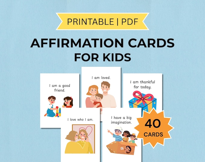 Printable Affirmation Cards for Kids| Set of 35 Positive Children’s ...