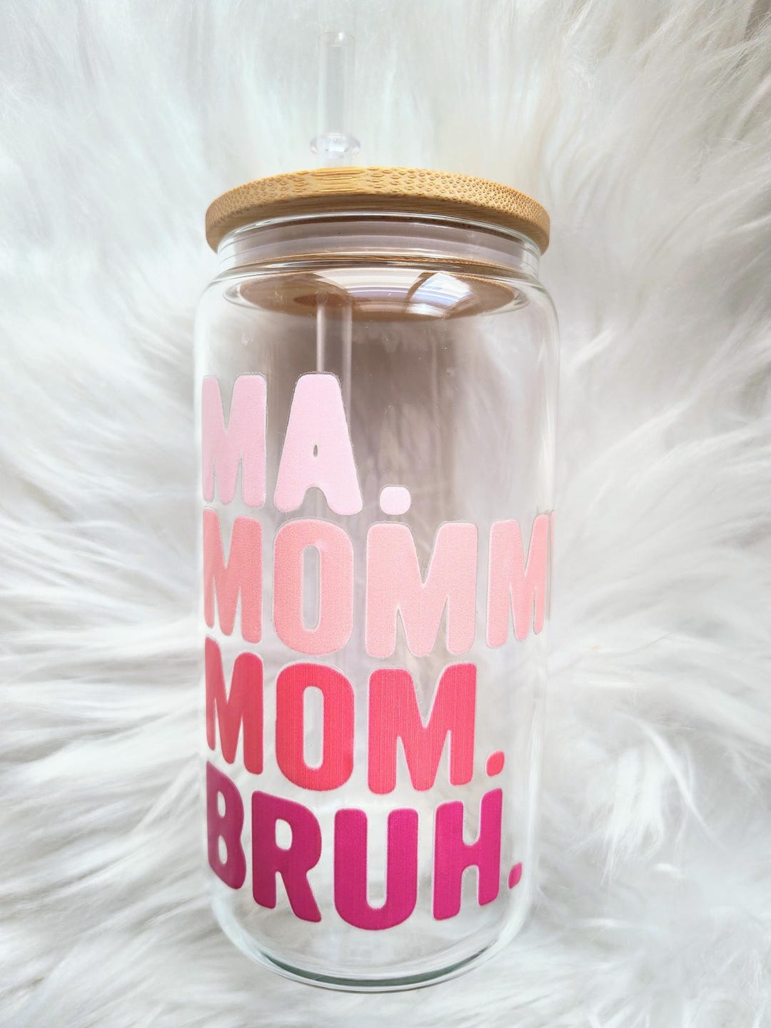 Mom Glass Bottles Cute Glassware Iced Coffee Cup Water Bottle Smoothie ...