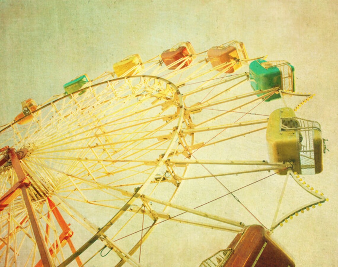 Ferris Wheel Photo Yellow Art for Babys Room Circus Photo - Etsy