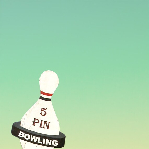 Bowling alley vintage sign photo bowling pin painted sign blue | Etsy