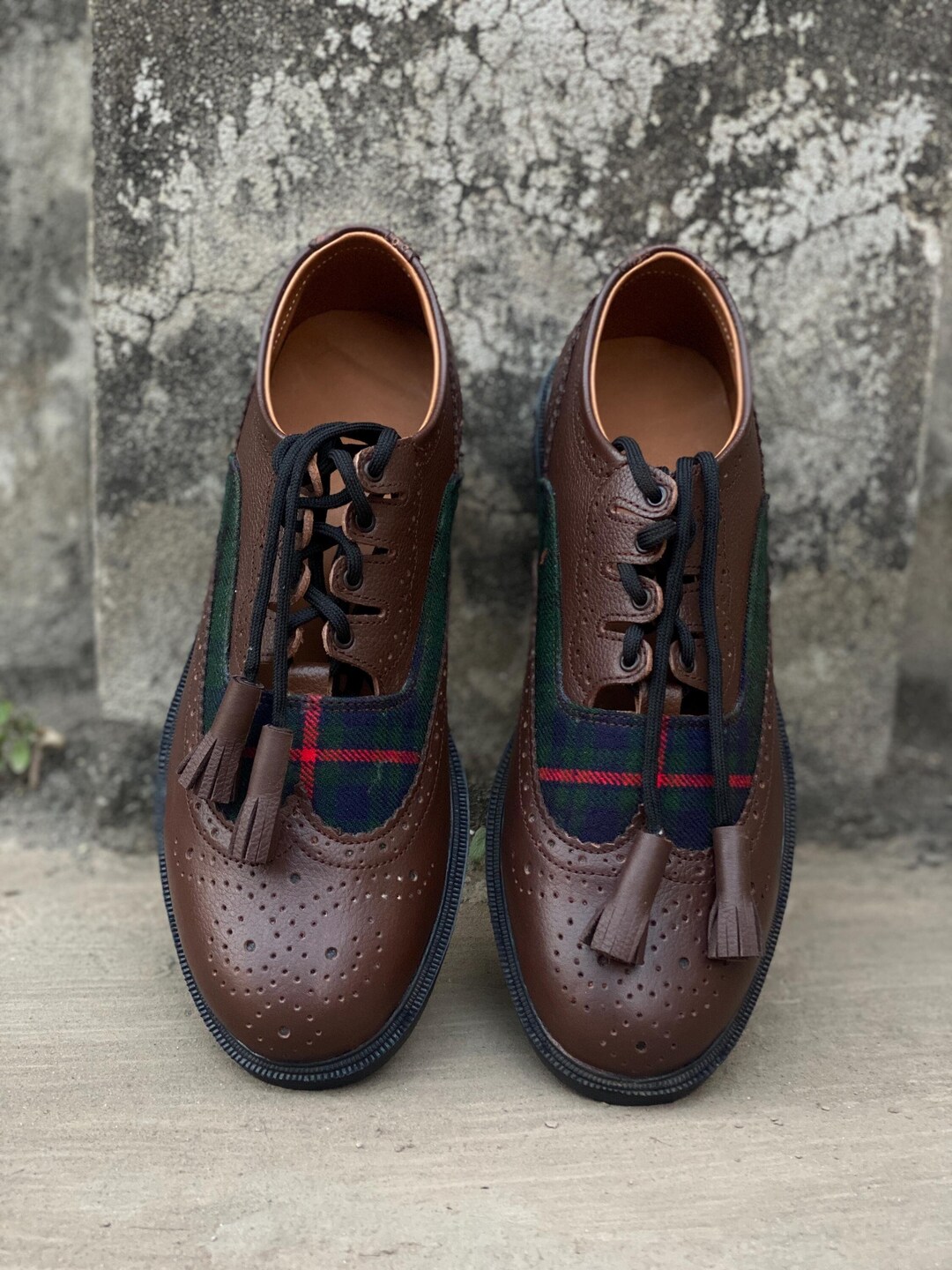 Men's Brown Real Leather Kilt Shoes Scottish Traditional Handmade ...