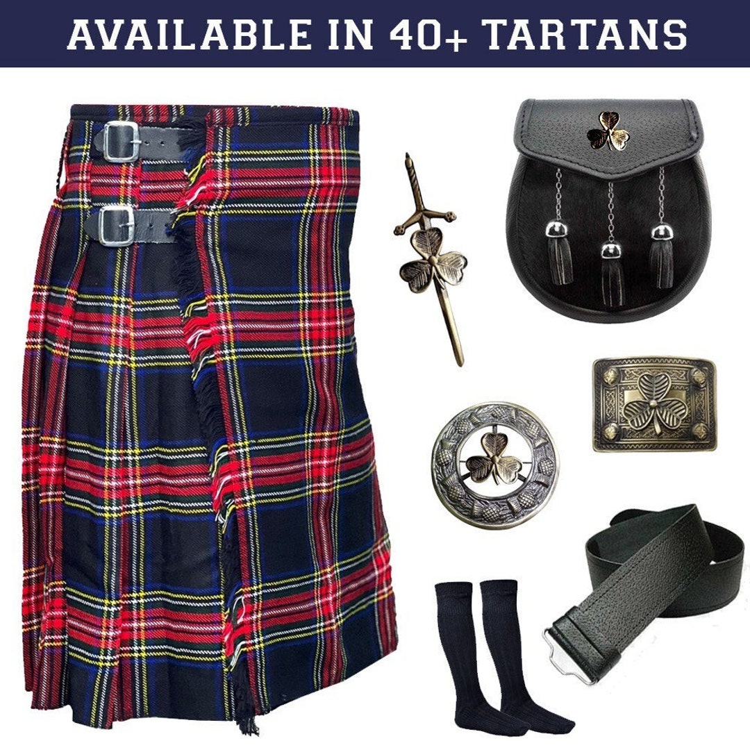 7 PCS Traditional Vintage Kilt Outfit Highland Scottish Kilt Set for ...