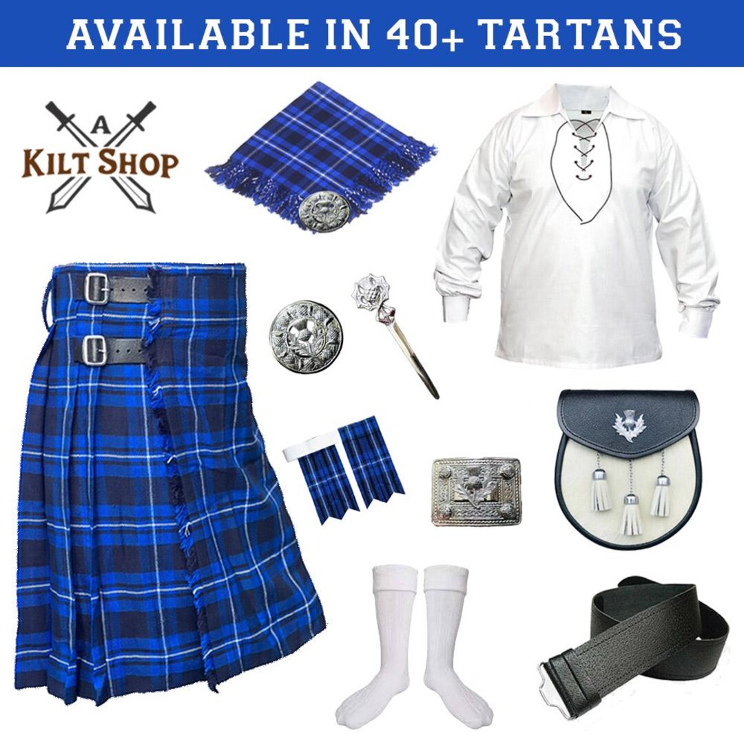 10 PCS Scottish Kilt Outfit Highland Traditional Vintage Wedding Kilt ...