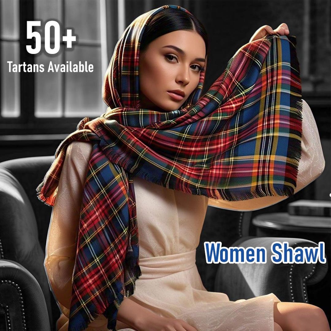 Scottish Women Shawl Highland Tartans Handmade Ladies Shawls Plaid Cape Wrap Girls Winter Stole ...