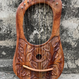 10 Metal Strings Lyre Harp Brown Rosewood Flower Design Lyre Harps With ...