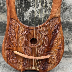 10 Metal Strings Lyre Harp Brown Rosewood Flower Design Lyre Harps With ...