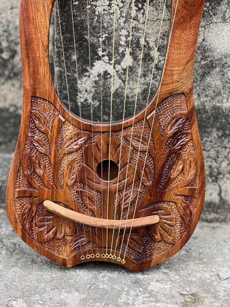 10 Metal Strings Lyre Harp Brown Rosewood Flower Design Lyre Harps With ...