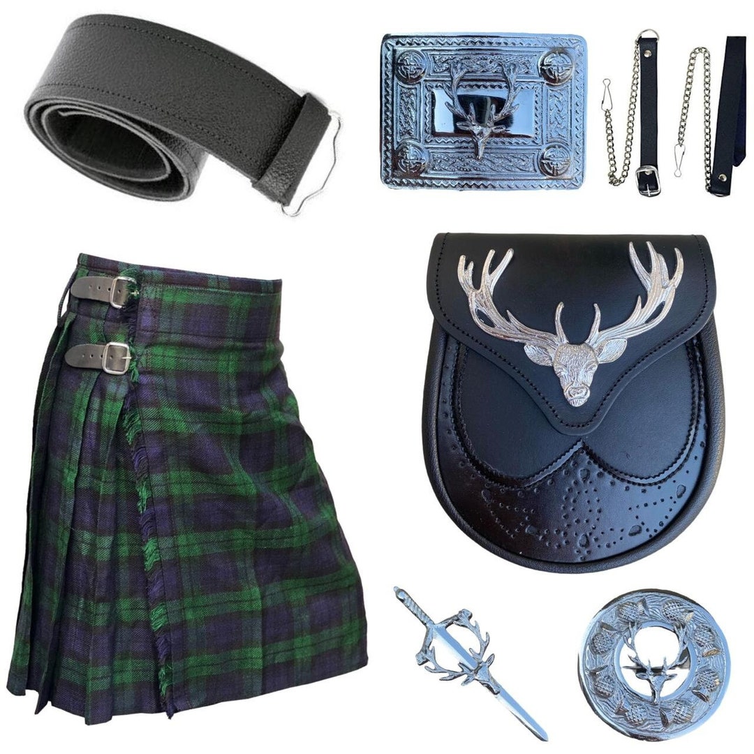 Scottish Kilt Set Traditional Vintage 7 PCS Kilts for Men Outfit in 40 ...