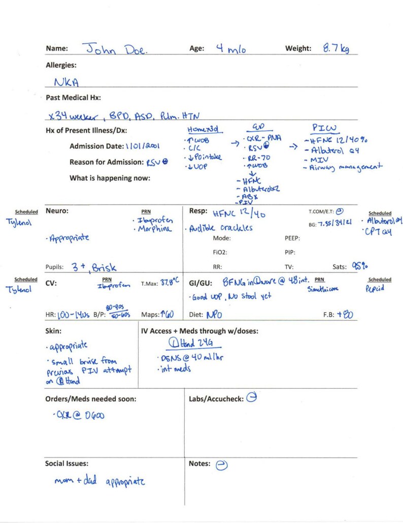 Nursing Report Outline/template for New Nurses And/or Experienced ...