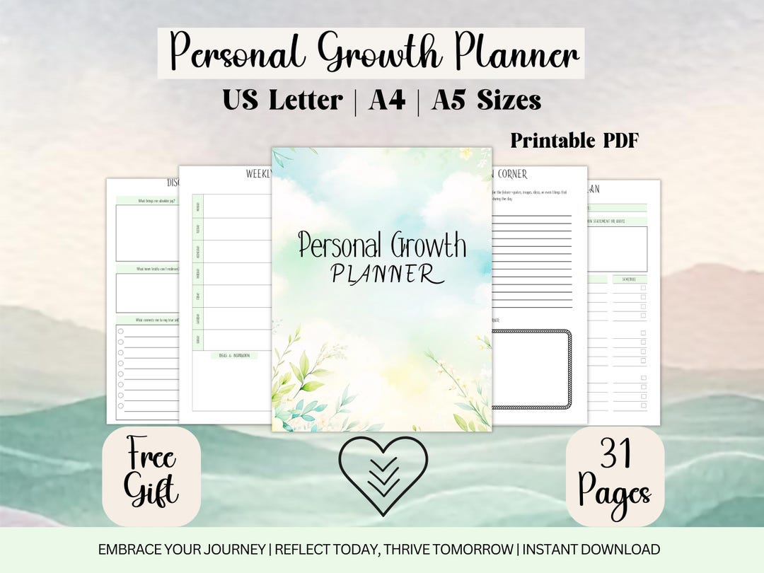 Personal Growth and Mindset Planner, Self Improvement Workbook, Self ...