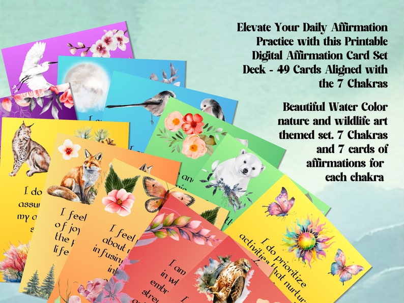 Chakra Affirmation Cards Printable, Affirmation Cards for Self Love, 7 ...