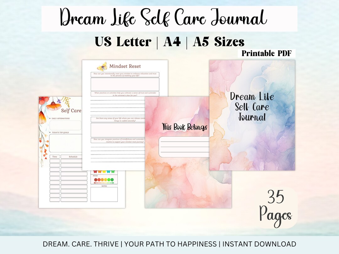 Printable Dream Life Journal, Manifestation and Self Care Workbook - Etsy