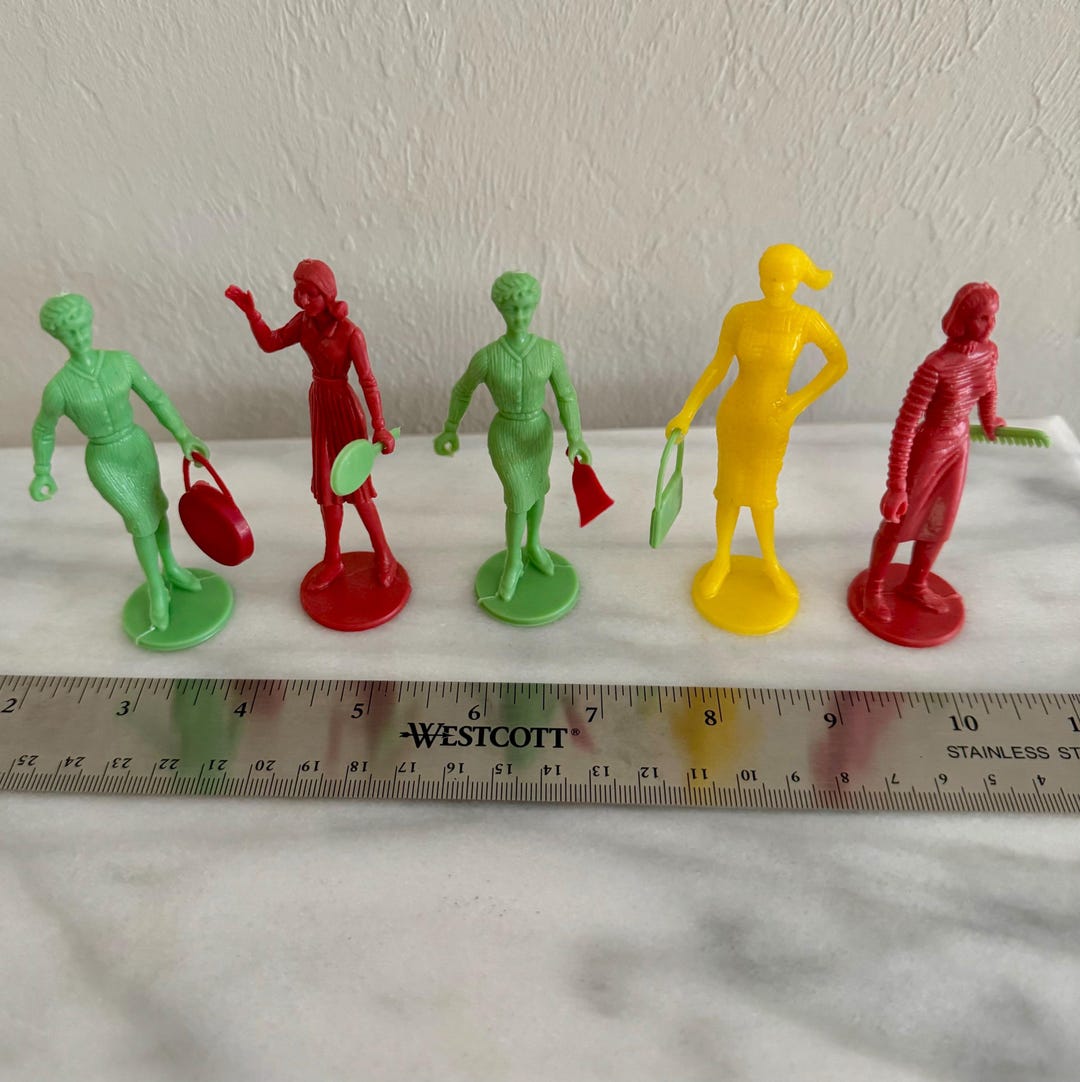 Lot of Five Vintage Plastic Miniature Female Figures With Accessories ...