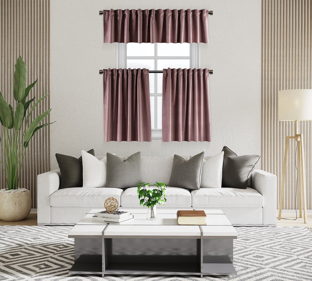 Rose Pink Matte Velvet Valances Cafe Curtains,70 Different Colors ...