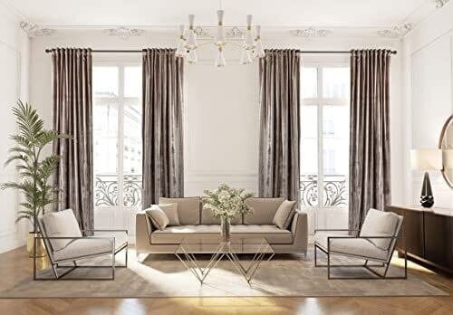 Rice Extra Long Shiny Velvet Curtains Luxury Colors Light Blocking Hang ...