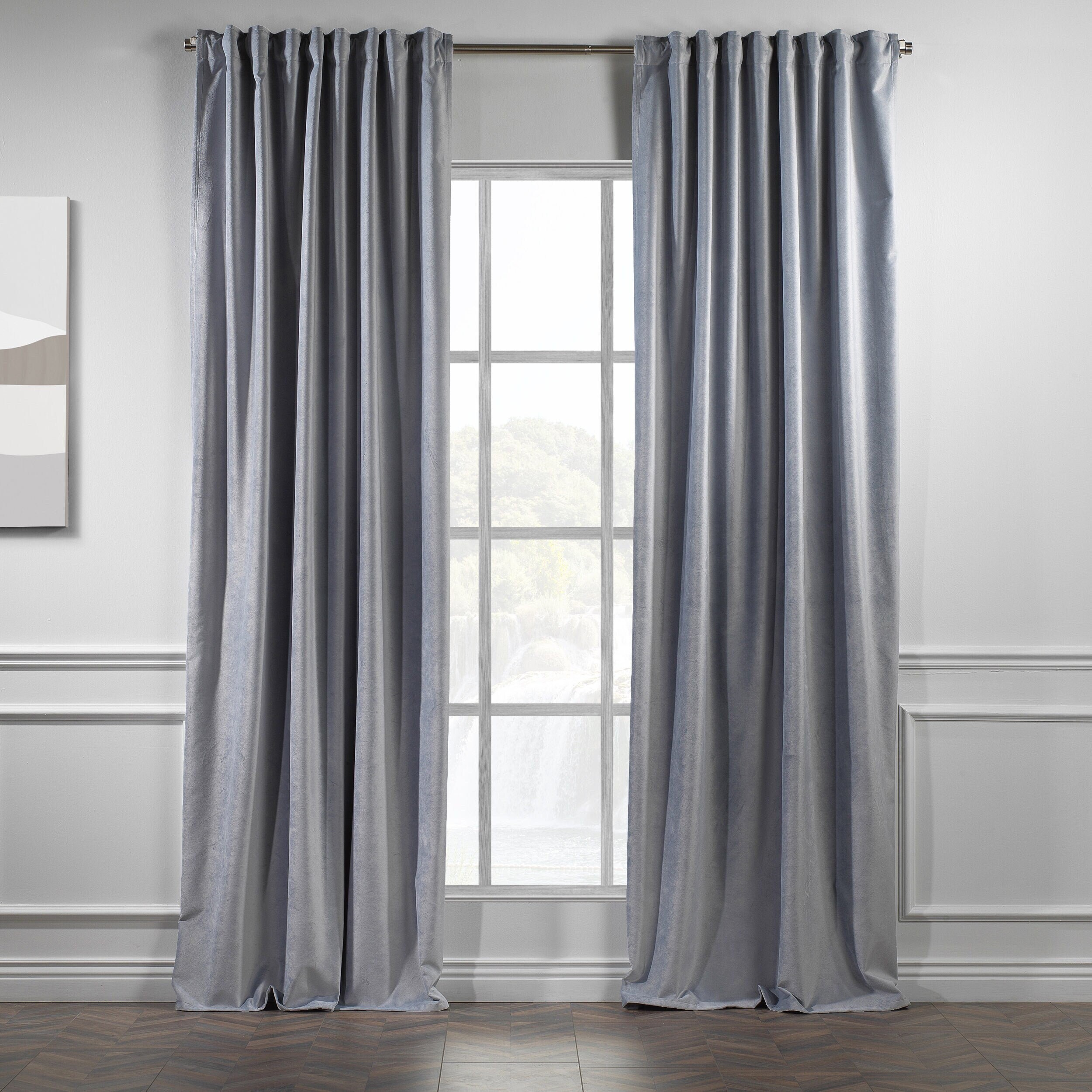 Silver Grey Custom Made 100% Blackout Velvet Curtain Optional,extra ...