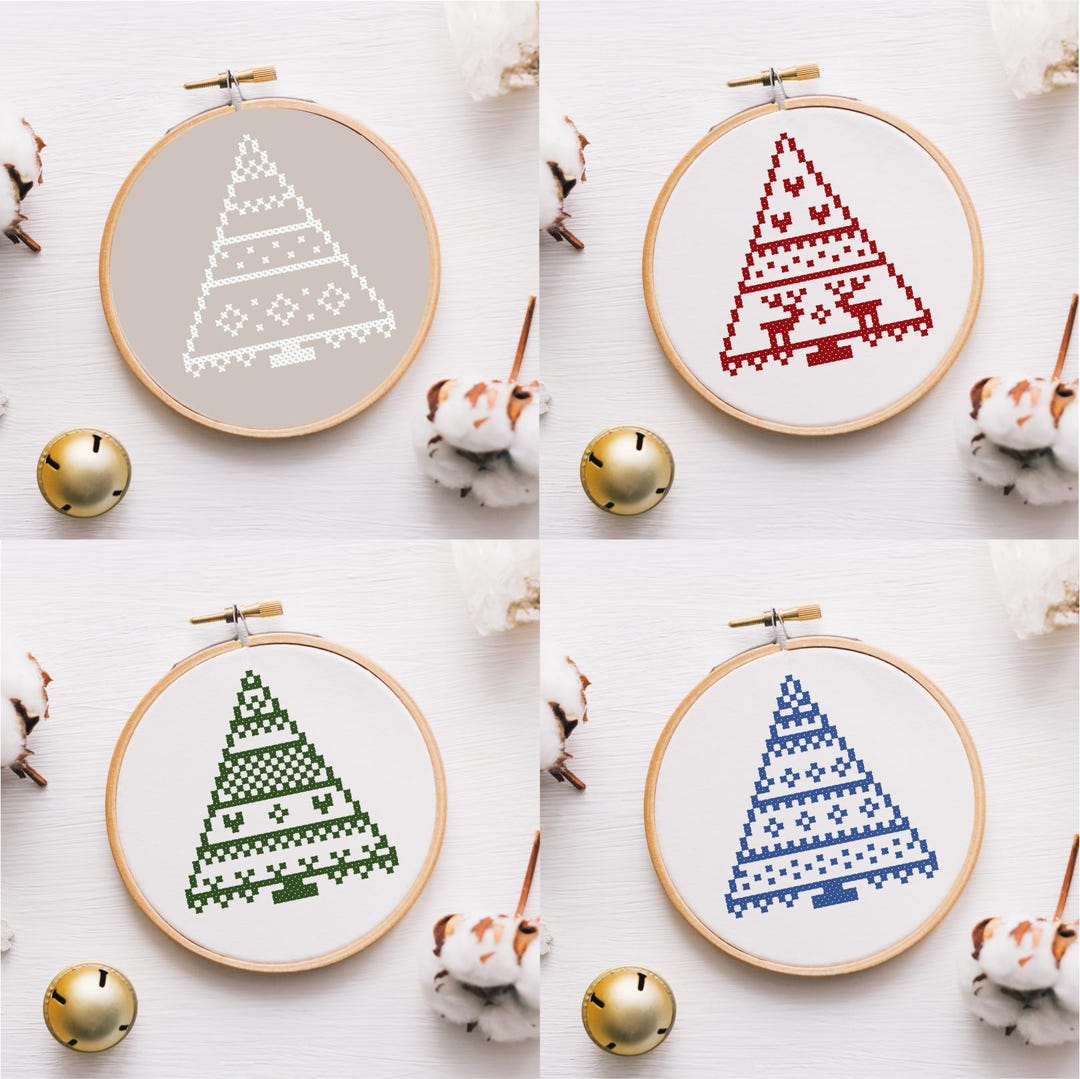 Christmas Tree Cross Stitch Pattern, Winter Ornament, Rustic Christmas ...