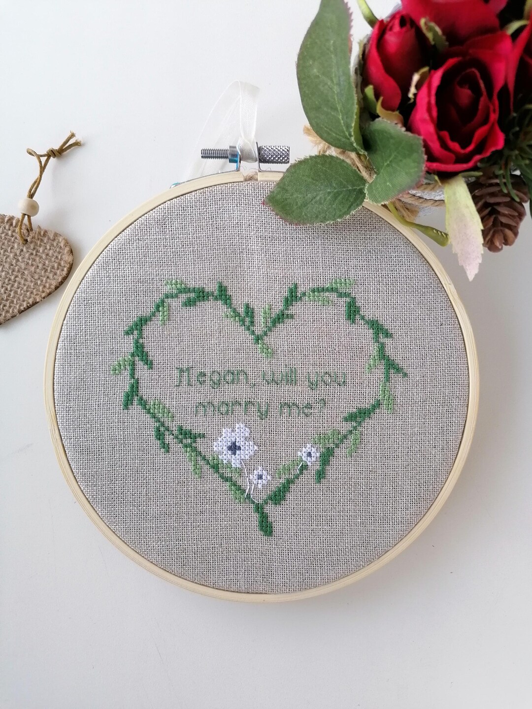 Hand-stitched Custom Text Will You Marry Me, Wedding Embroidery Name ...