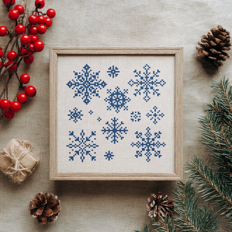 Snowflake Cross Stitch Pattern PDF, Winter Snowflake Embroidery ...