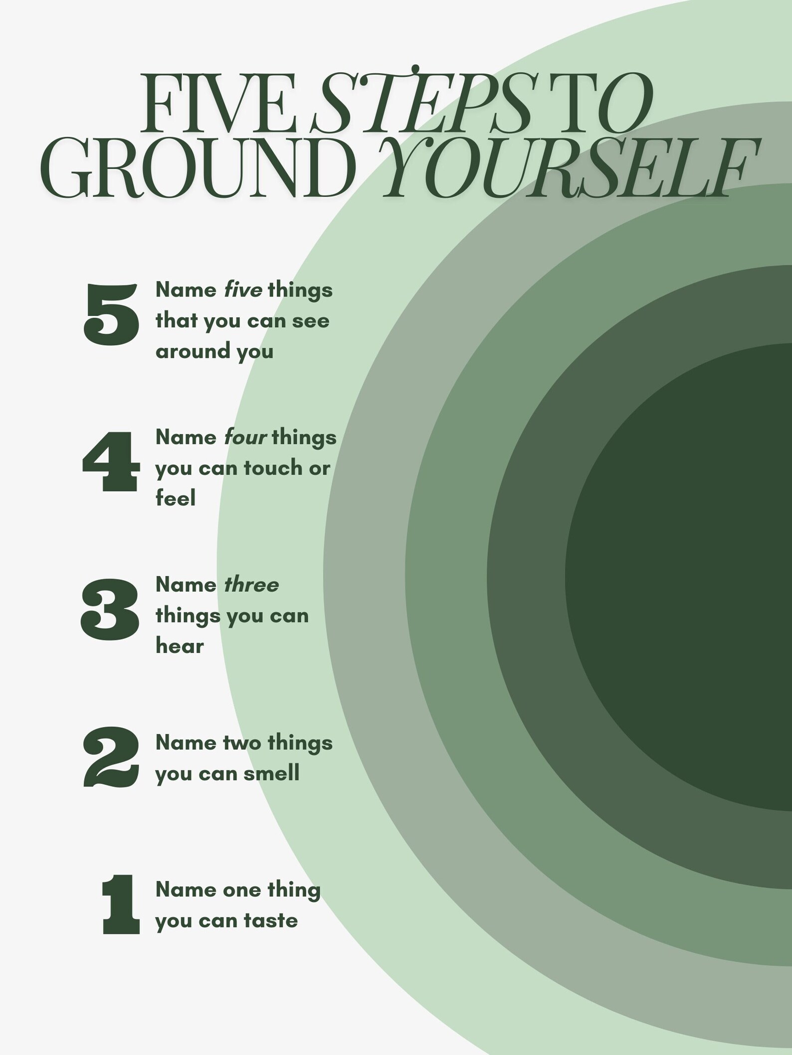 5 Steps to Ground Yourself,therapy Office Decor, Waiting Room Poster ...