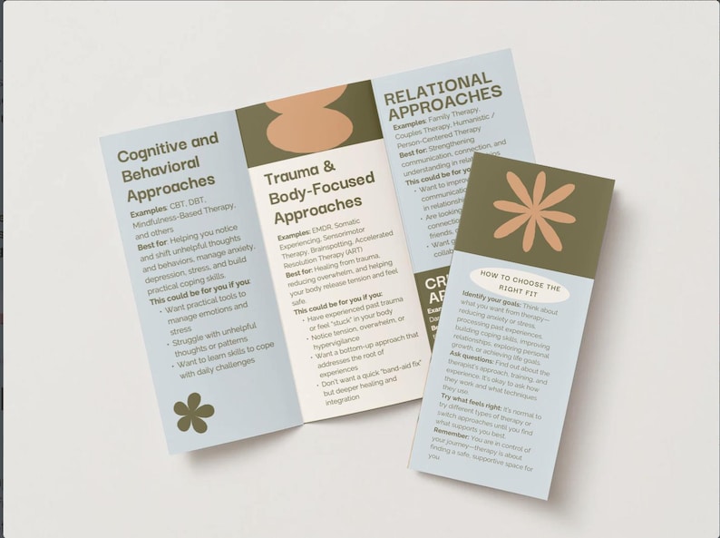 Types of Therapy Brochure | Client-friendly Trifold for Counseling ...