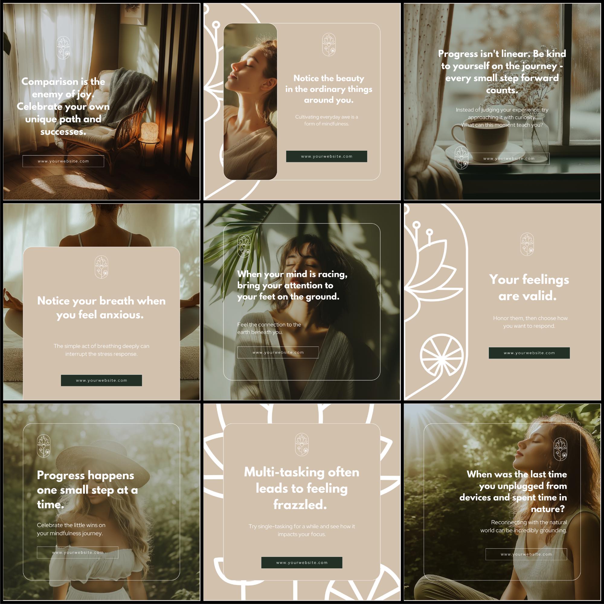 Mindfulness Coach Instagram Templates | Mental Health Content ...