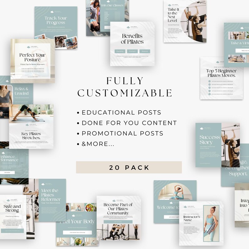 Pilates Instructor Instagram Templates | Pilates Studio Social Media ...