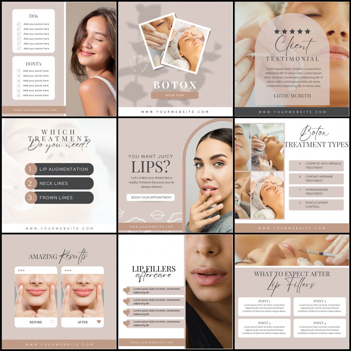 Plastic Surgery Instagram Template | Med Spa, Cosmetic Procedure, Lip ...