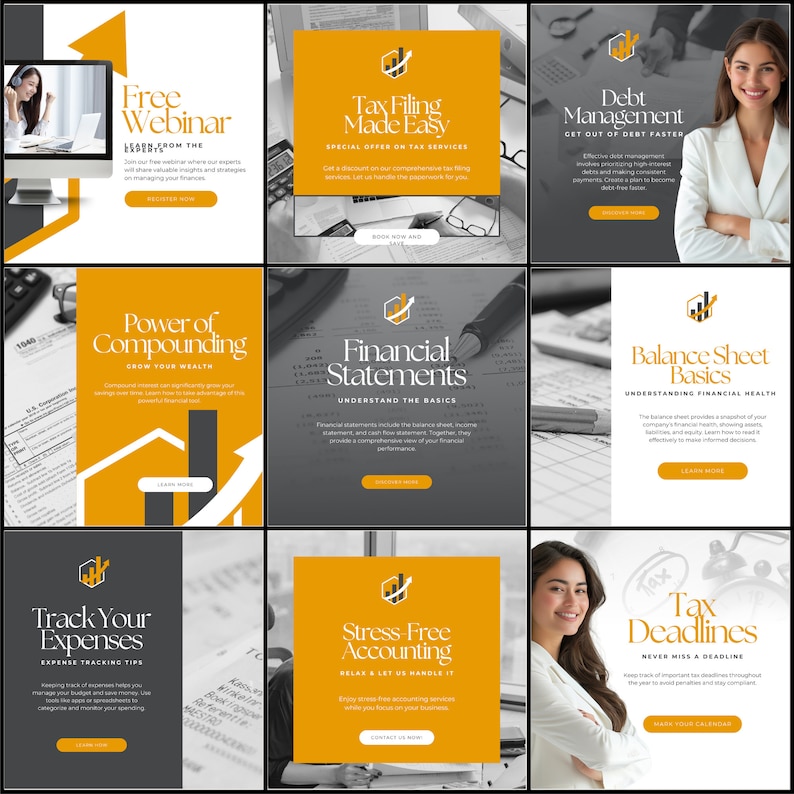 Accounting and Bookkeeping Social Media Templates | Editable Canva ...
