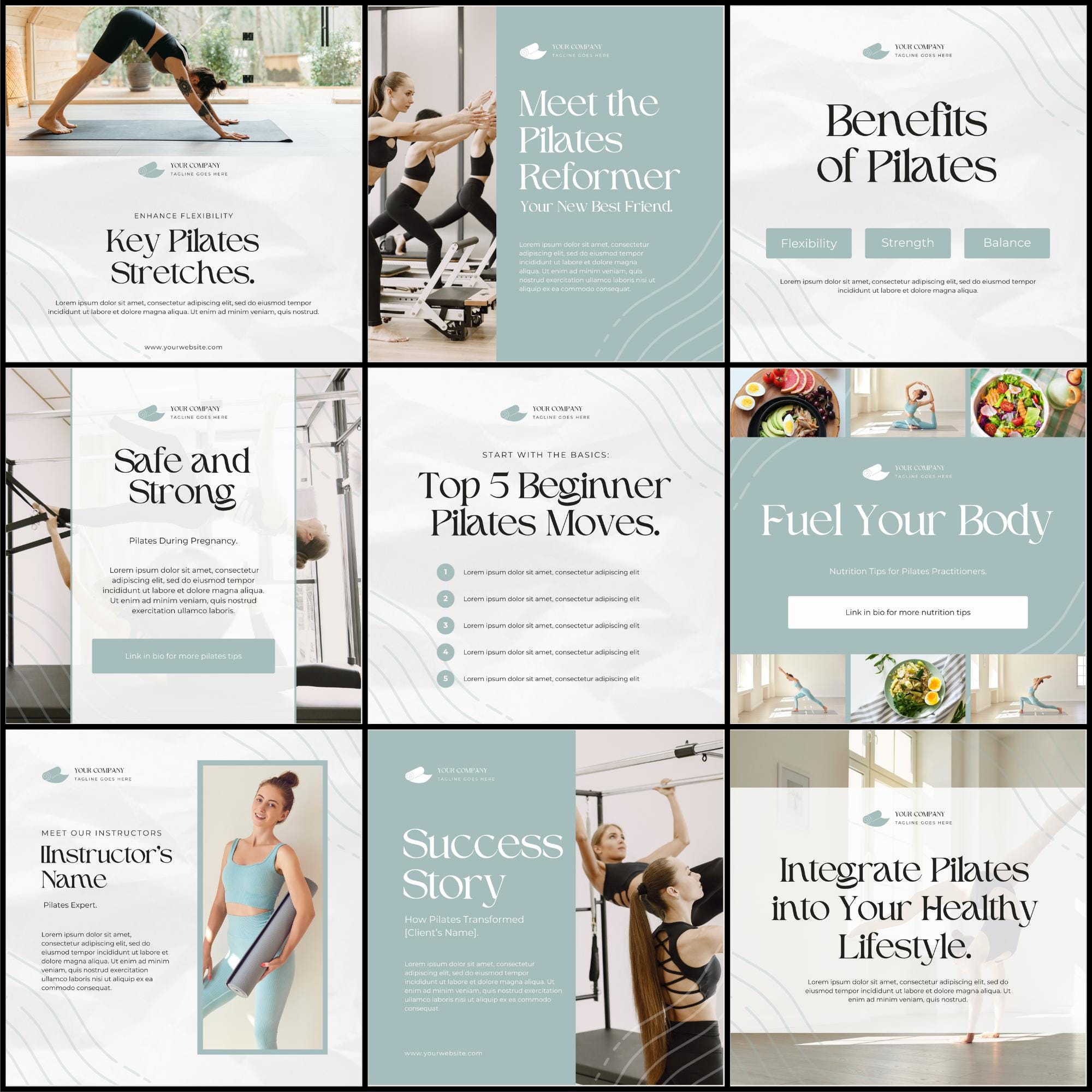 Pilates Instructor Instagram Templates | Pilates Studio Social Media ...