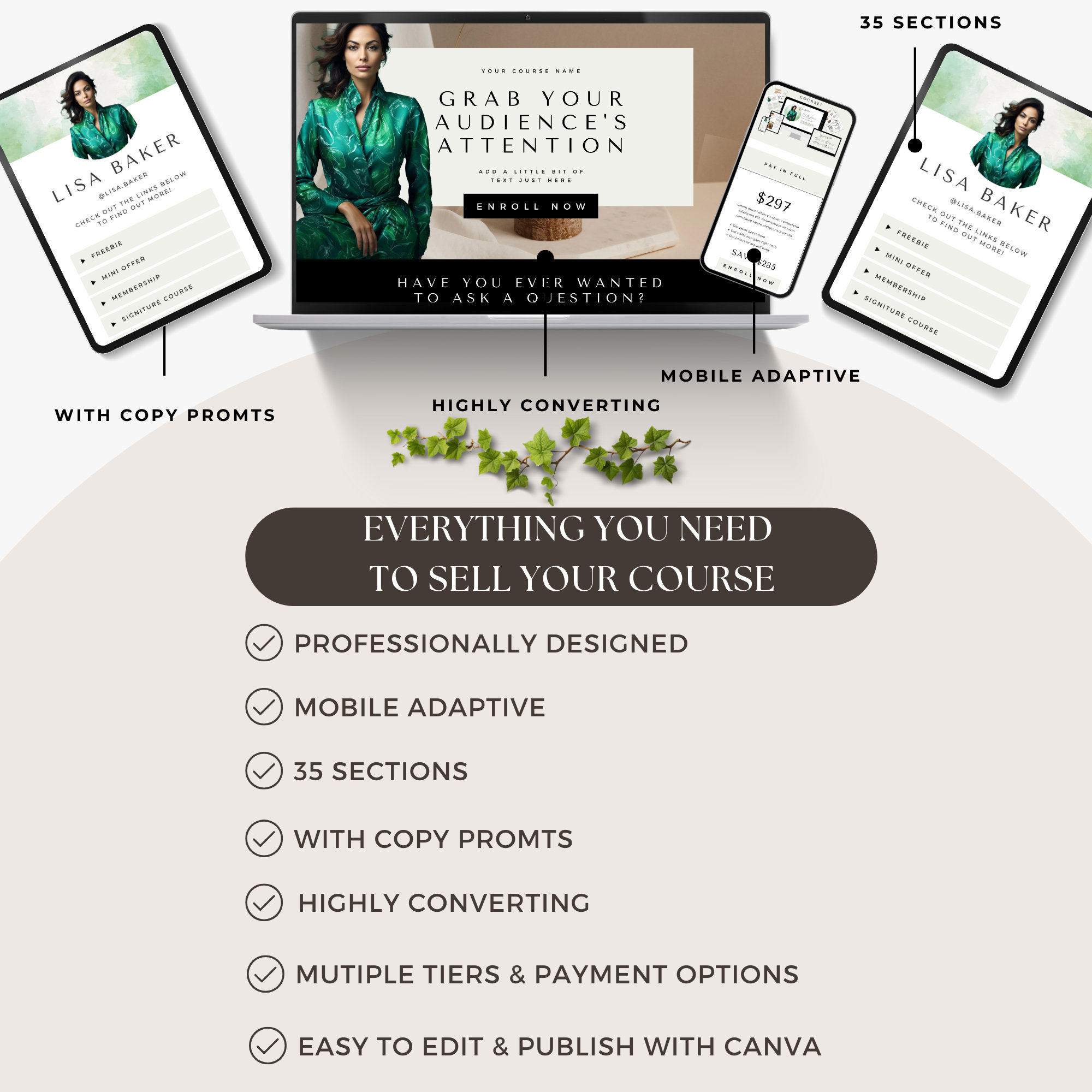 Course Sales Page Canva Template for Coaches & Course Creators ...