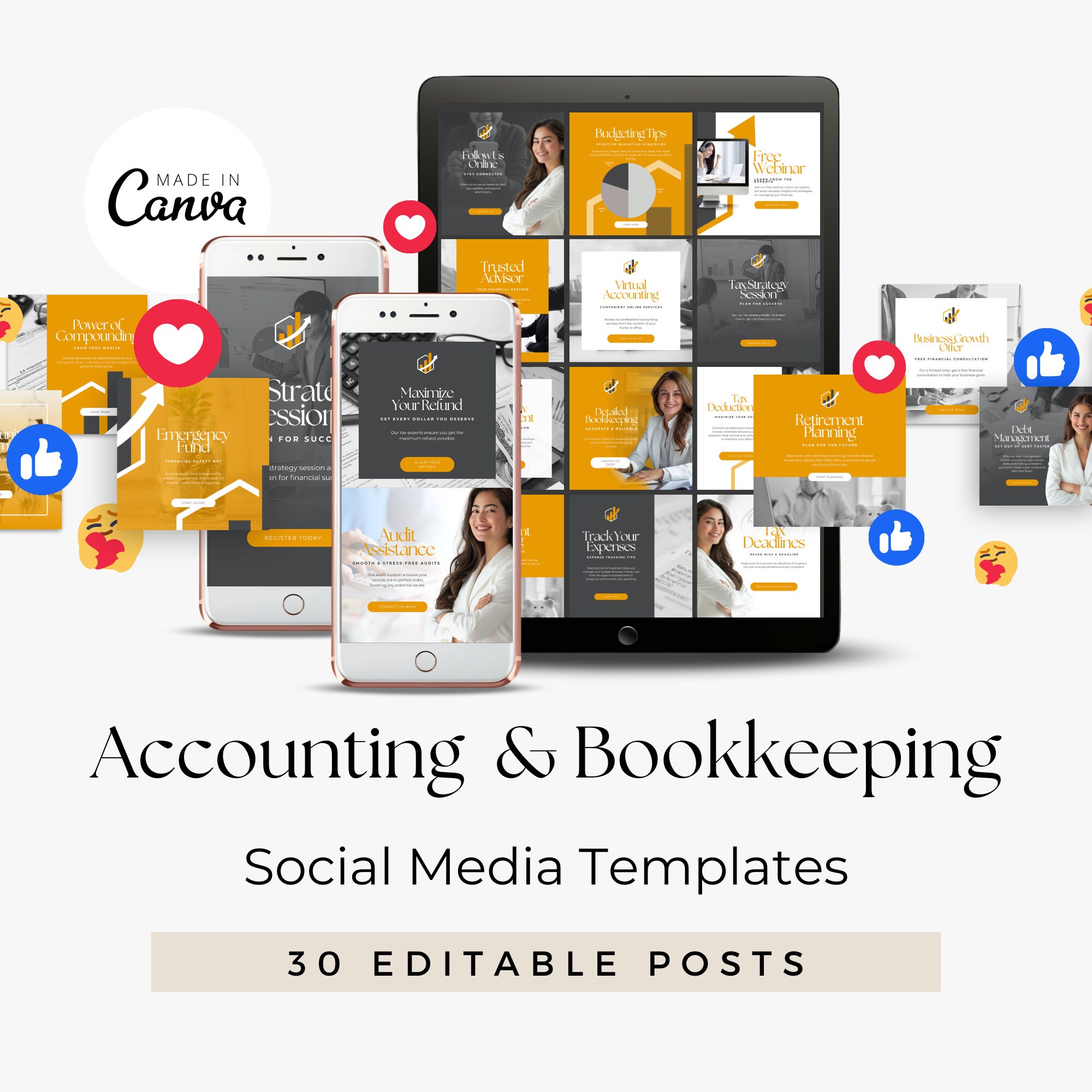 Accounting and Bookkeeping Social Media Templates | Editable Canva ...