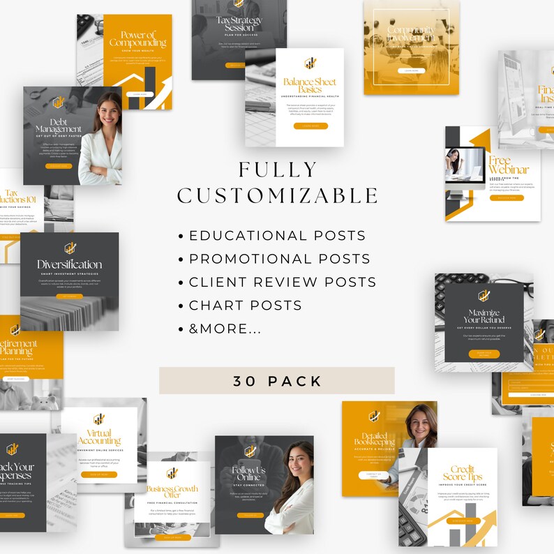 Accounting and Bookkeeping Social Media Templates | Editable Canva ...