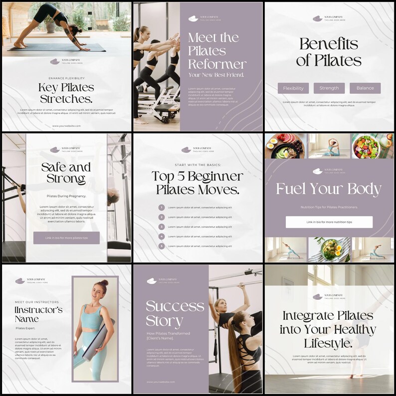 Pilates Instructor Instagram Templates | Pilates Studio Social Media ...
