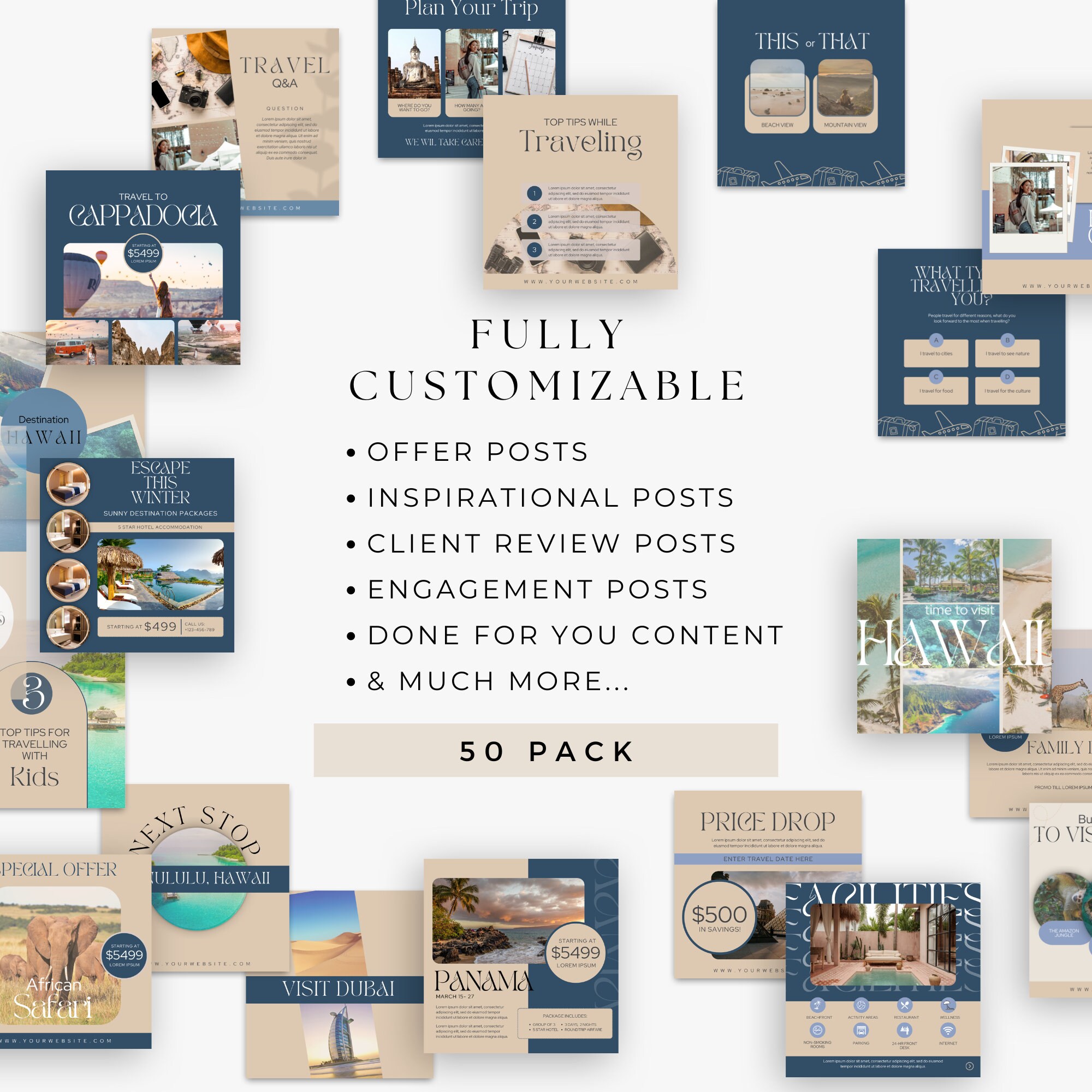 Instagram Templates for Travel Agents | Travel Social Media Posts for ...