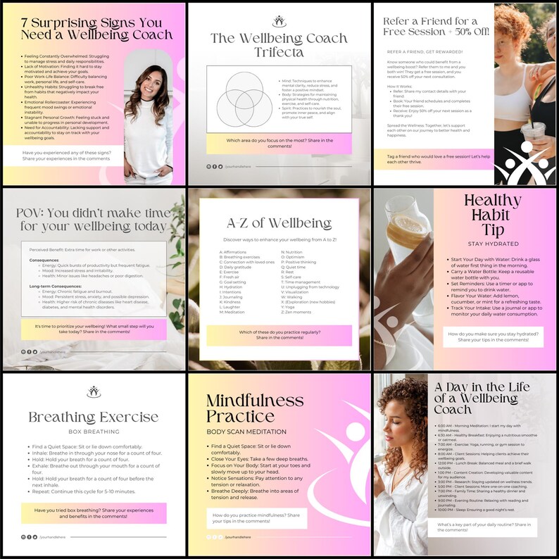 Instagram Template Bundle for Wellbeing Coaches | Done for You Canva ...