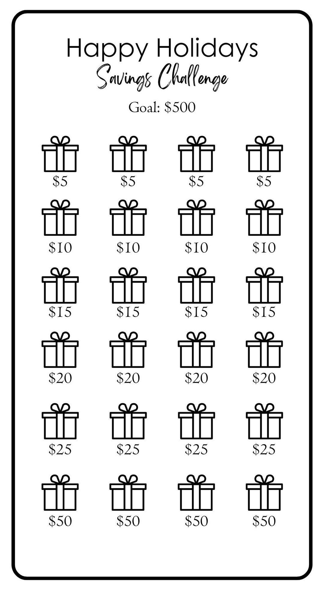 Printable Holiday Savings Tracker - Etsy