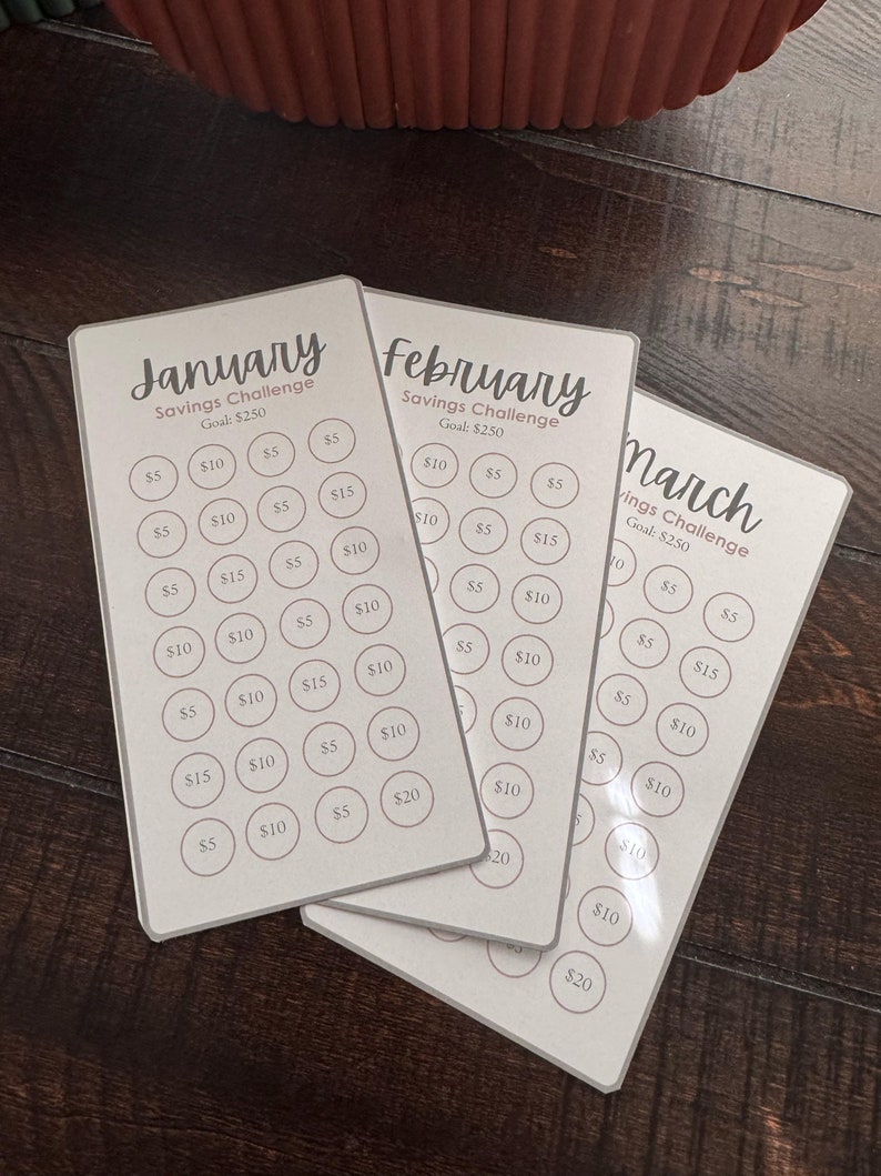 12 Month Savings Challenge Trackers | A6 - Etsy